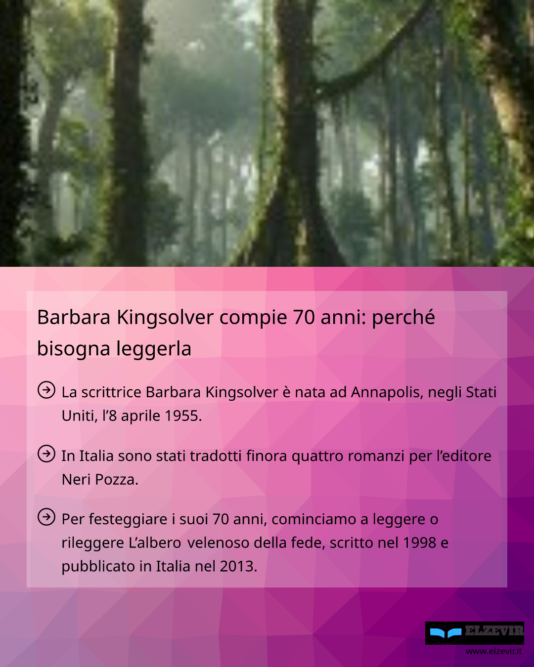 Barbara Kingsolver compie 70 anni: perché bisogna leggerla